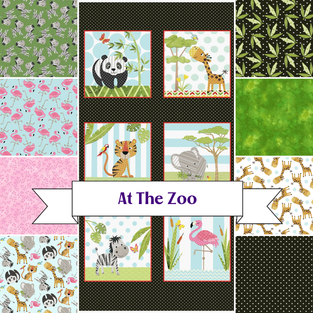 Zoo Animal Cotton Quilting Fabric by the yard, bundles & Quilt Kits ...