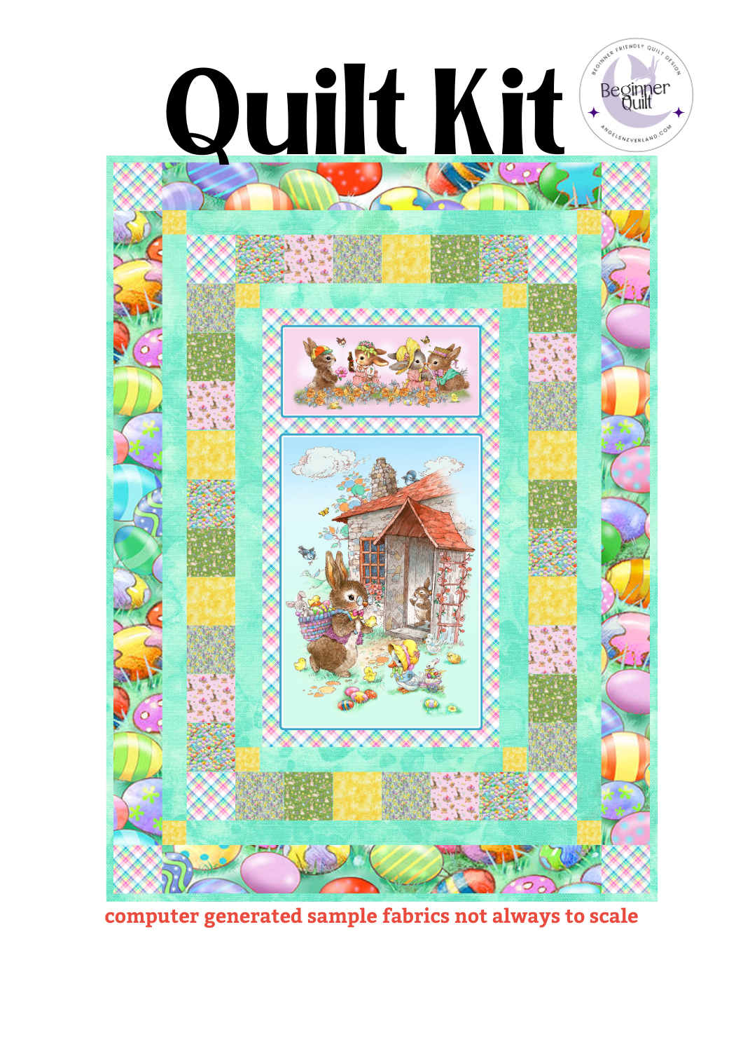 Bunny Tails & Hoppy Hunting Beginner Quilt Kit with Easter Bunny Fabric ...