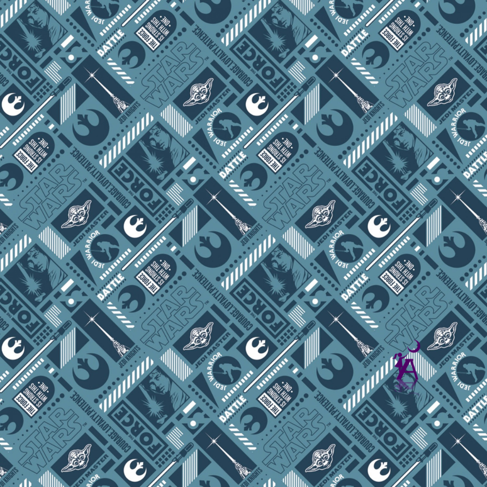 Star Wars Fabric, FLANNEL cotton, Licensed Camelot Fabrics, , Blue Sta ...