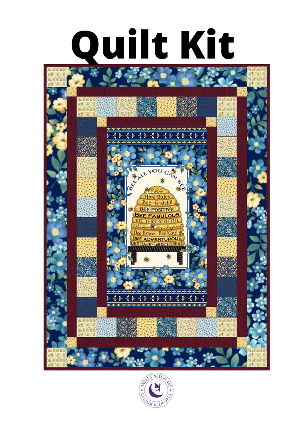 Beginner Quilt Kit Bee All You Can Bee DIY Panel Quilt 50" x 68" appro ...